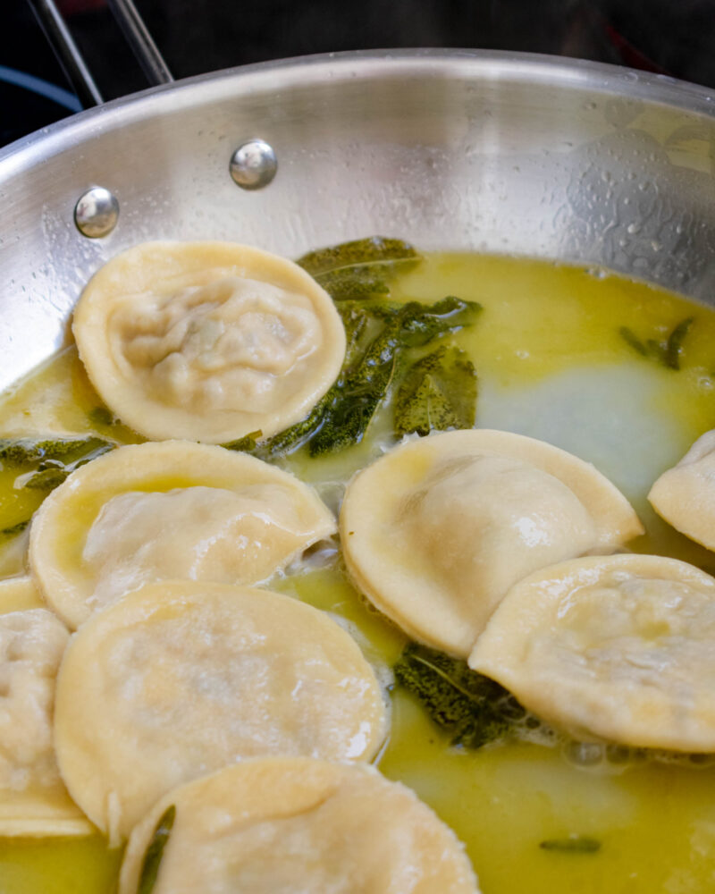 Mushroom Ravioli with sage brown butter sauce | Apron & Whisk