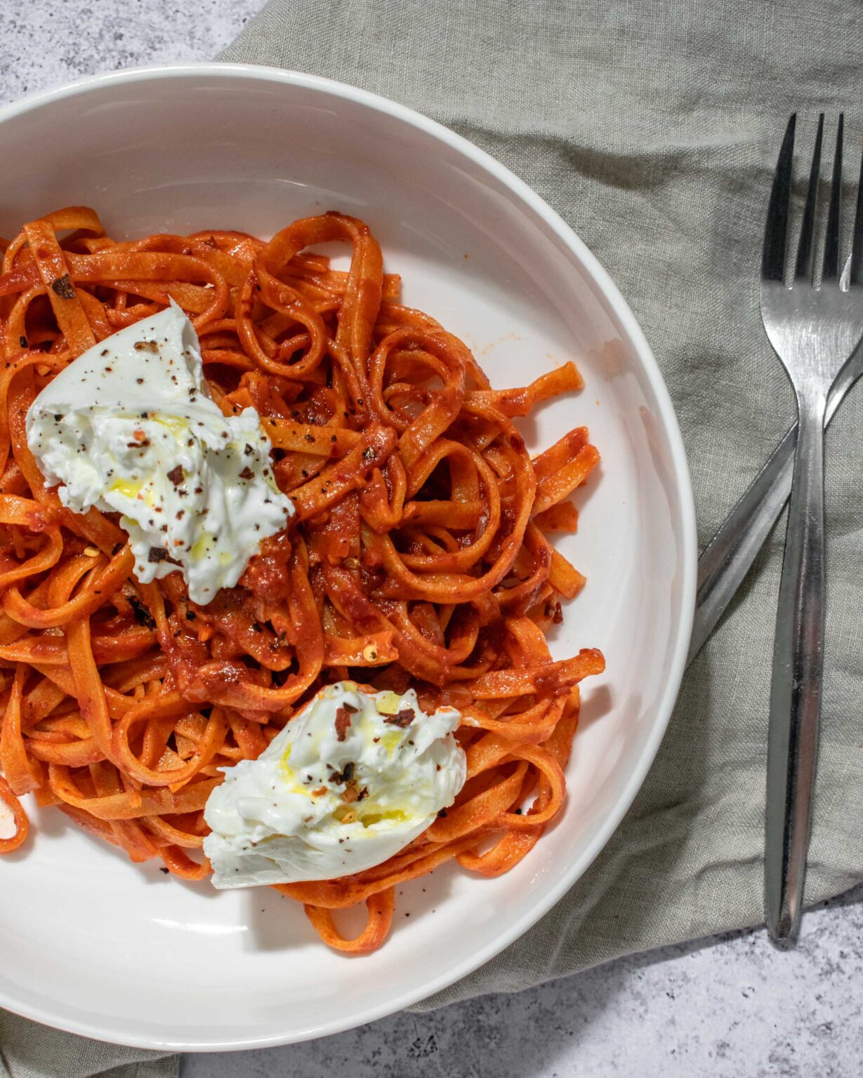 ‘Nduja Pasta with Burrata - Apron & Whisk