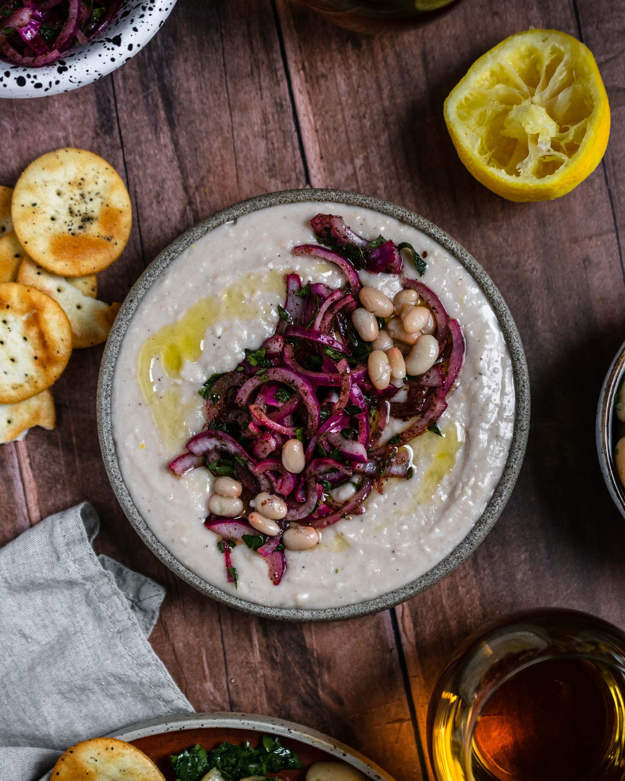 White Bean Dip with Sumac Onions - Apron & Whisk