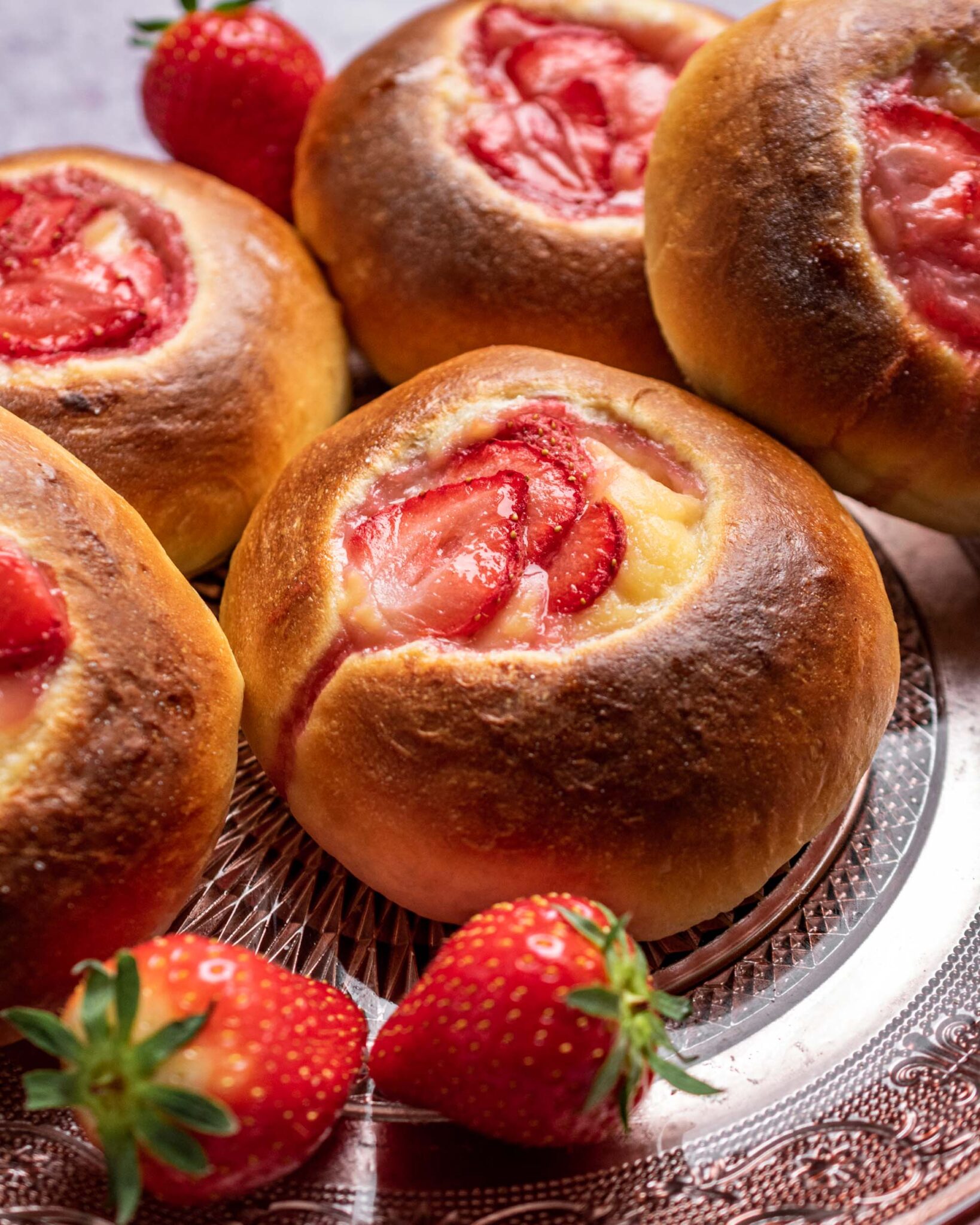 Strawberry and Vanilla Cream Buns - Apron & Whisk