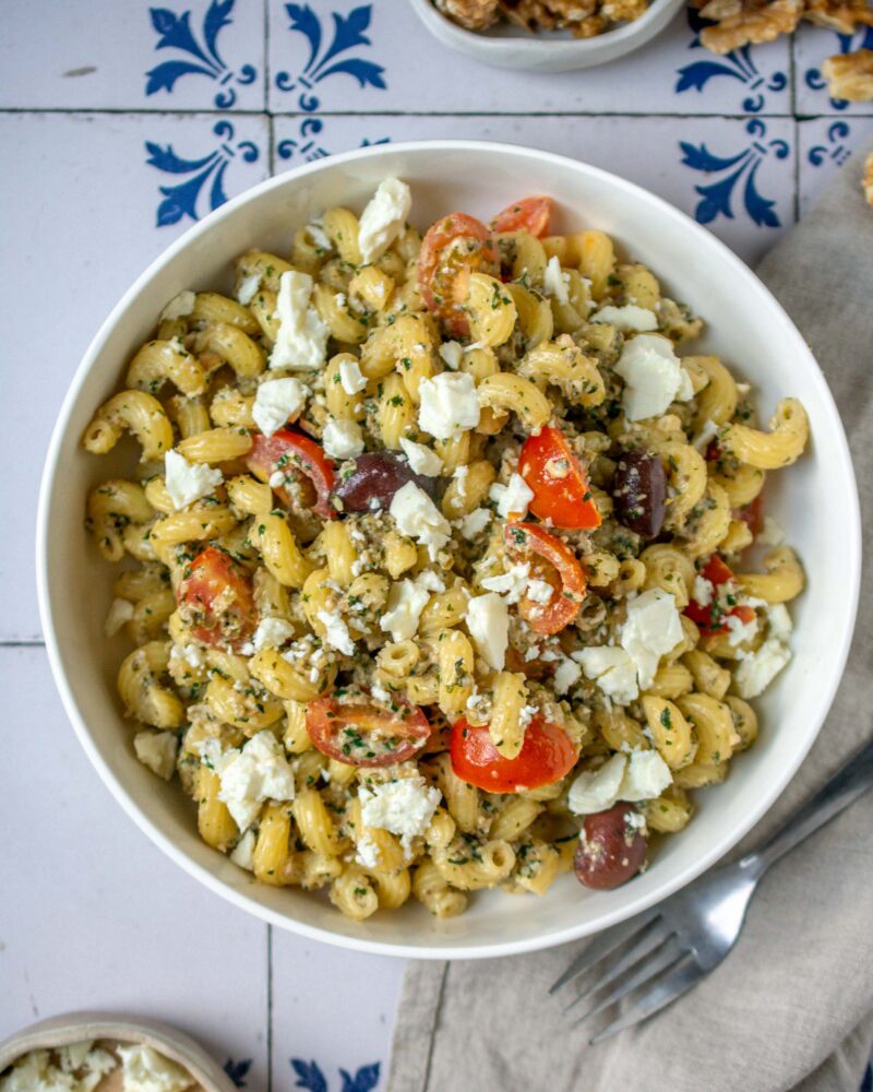 Olive and Mint Pesto Pasta - Apron & Whisk