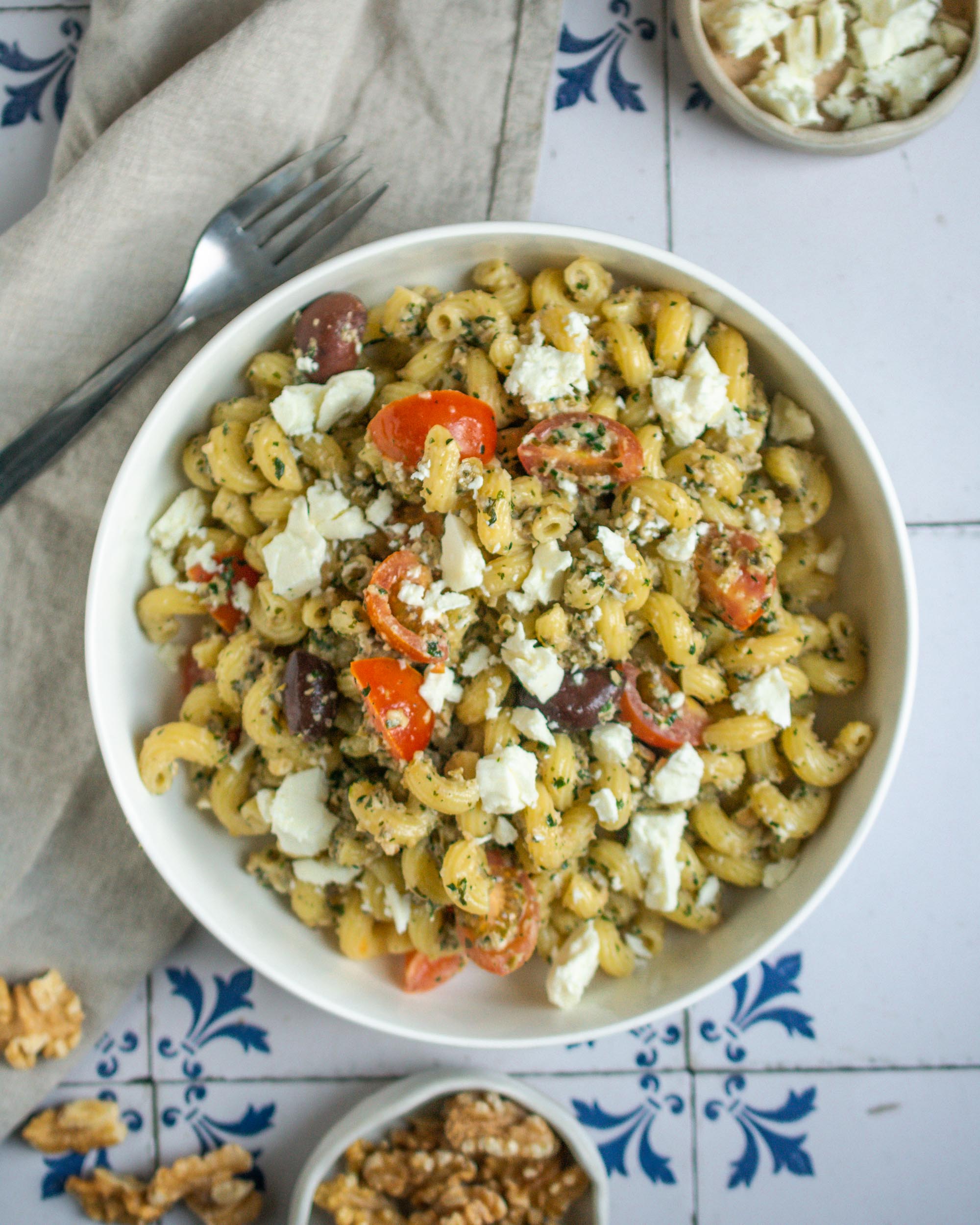 Olive and Mint Pesto Pasta - Apron & Whisk