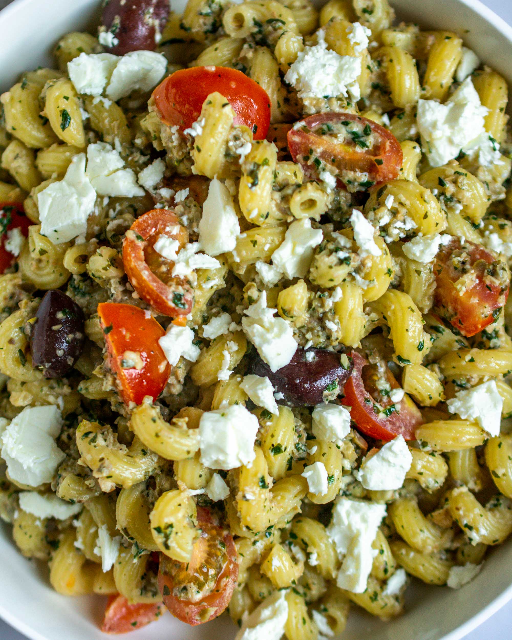 Olive and Mint Pesto Pasta - Apron & Whisk