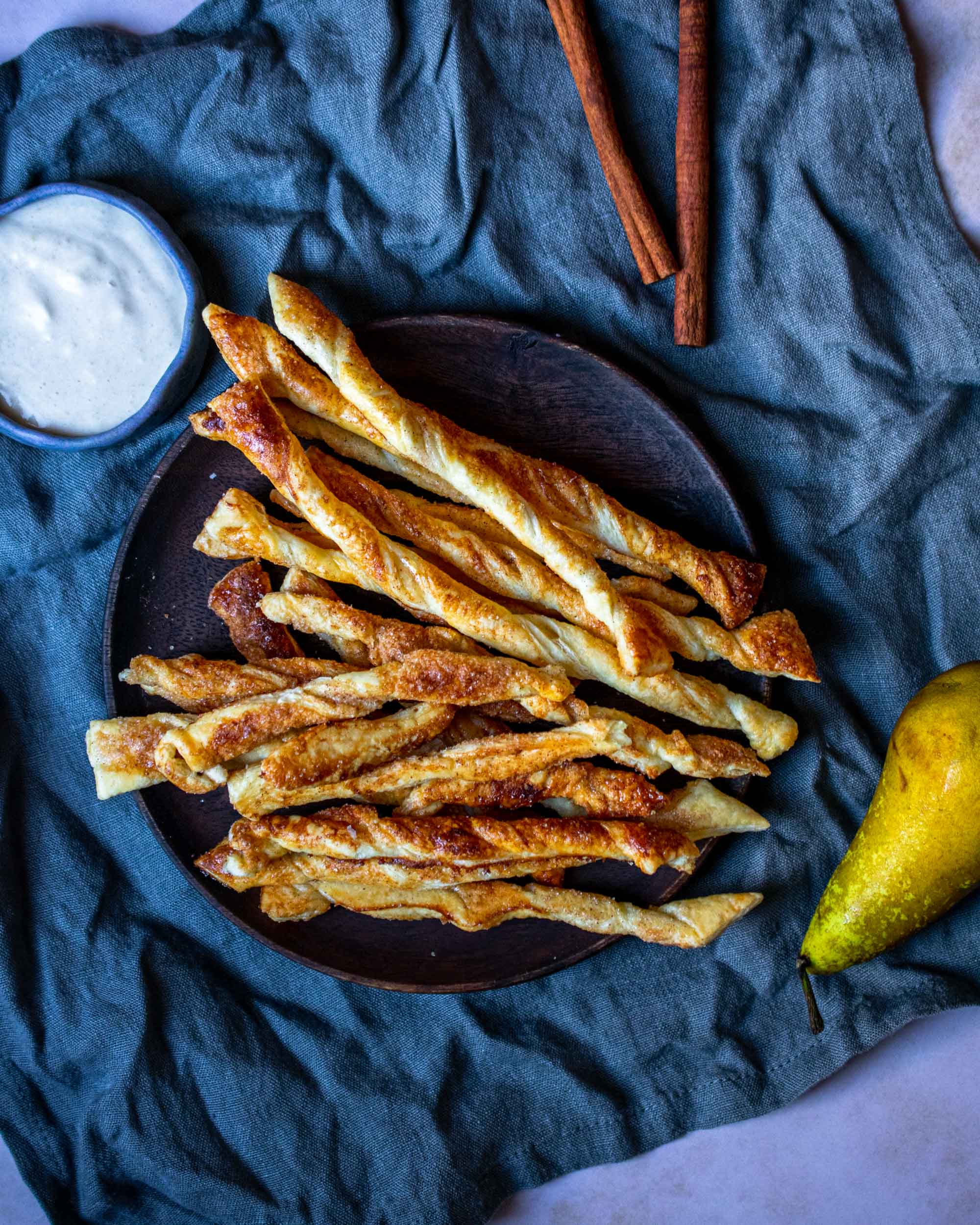 Cinnamon Twists with a Pear Mascarpone Dip - Apron & Whisk