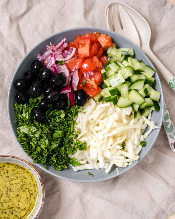 Mediterranean Cabbage Salad - Apron & Whisk