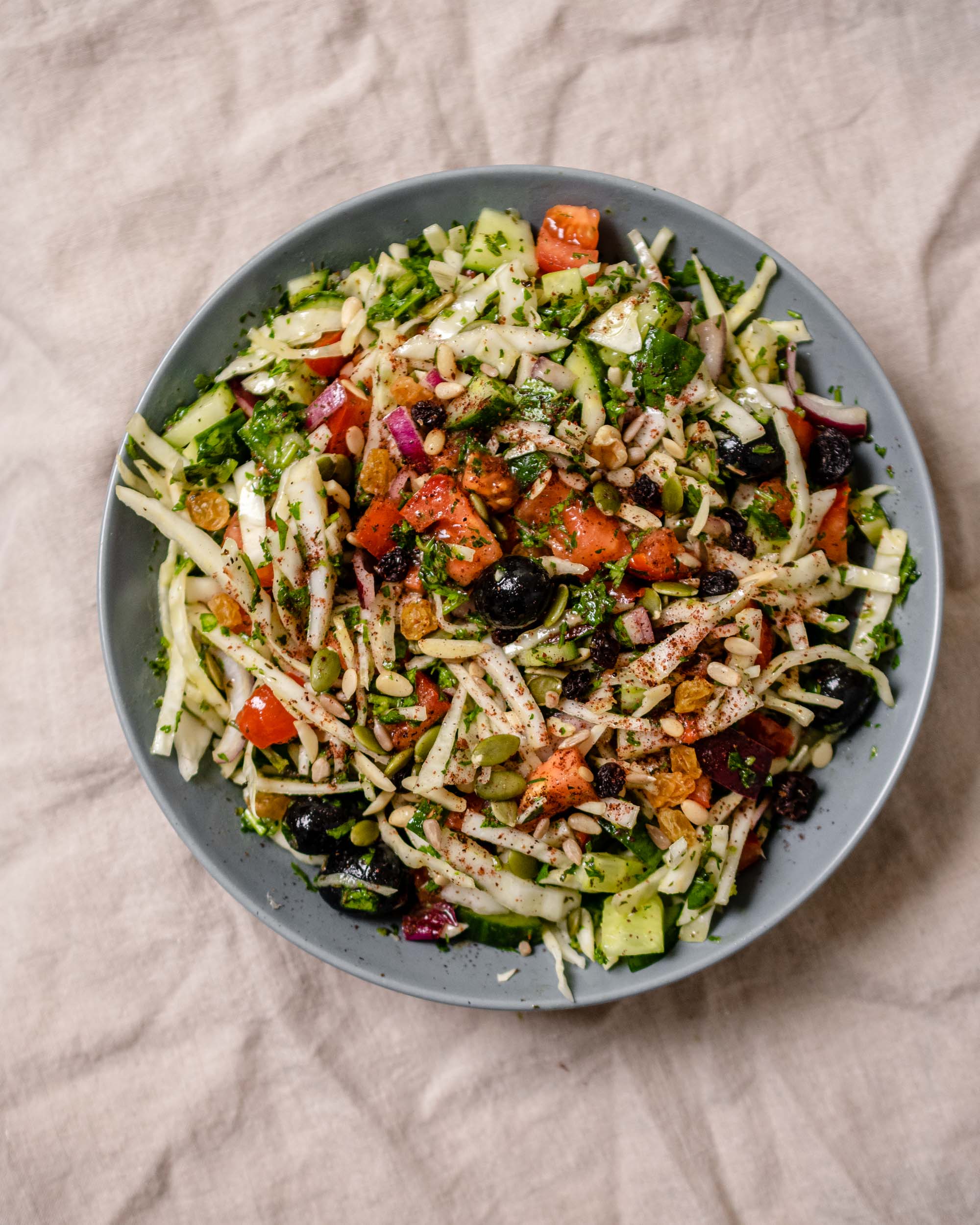 Mediterranean Cabbage Salad - Apron & Whisk