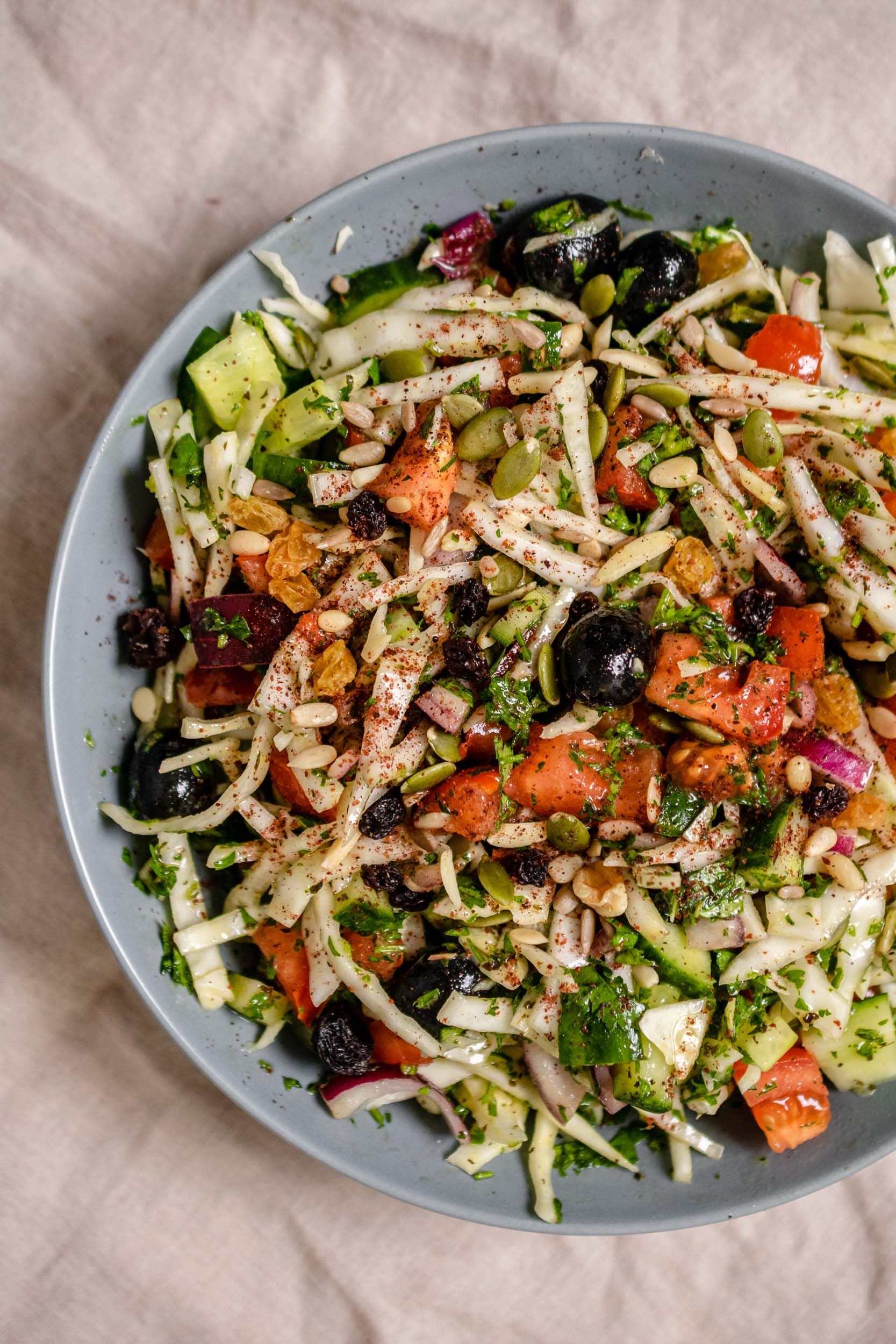 Mediterranean Cabbage Salad - Apron & Whisk