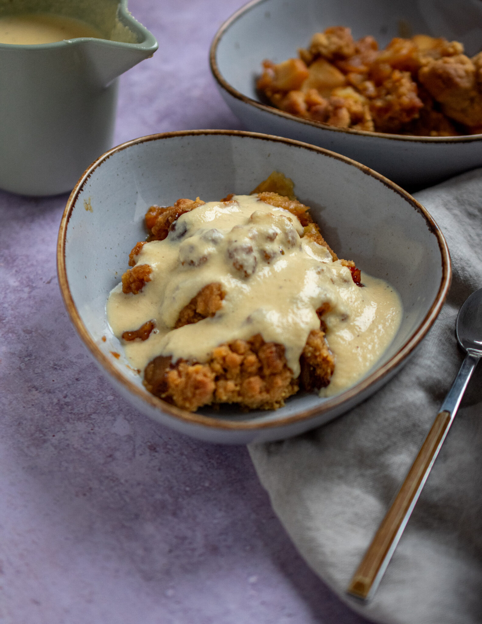 Apple Crumble with Warm Custard - Apron & Whisk